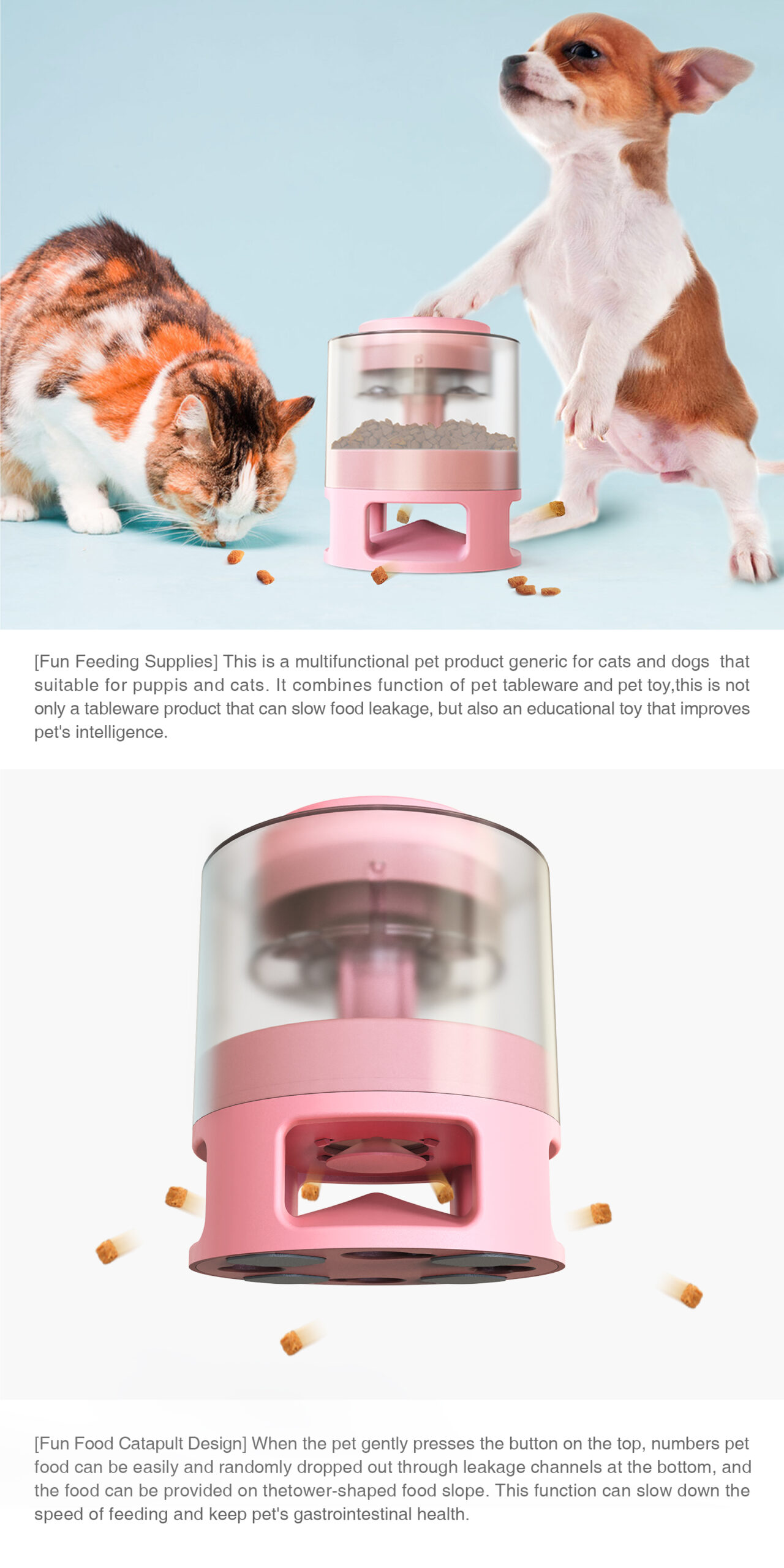 Catapult-round shape pet food container | The Spill Containment
